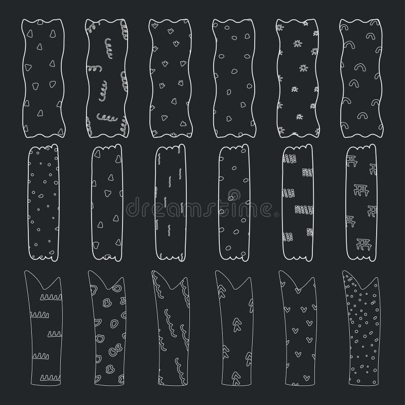 Template Outline Hand Drawn Cute Bookmarks, Stickers Stock Vector ...