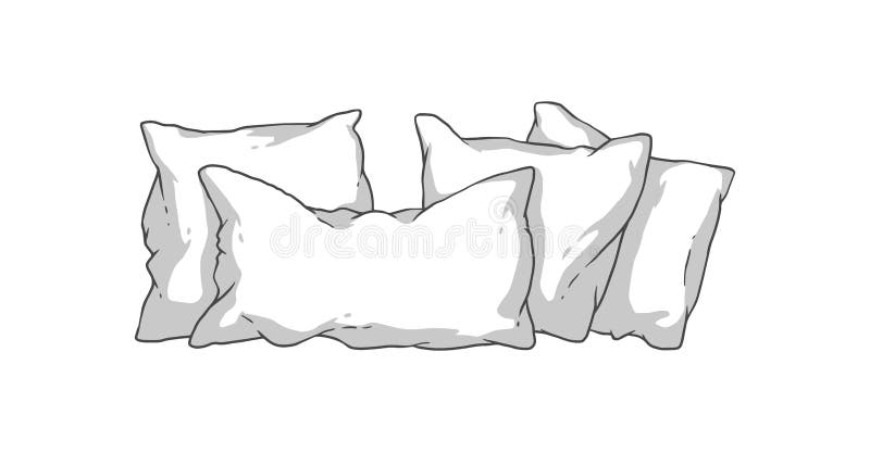 Hand Drawn White Pillow Stack - Soft Pillows in Rectangle and Square ...