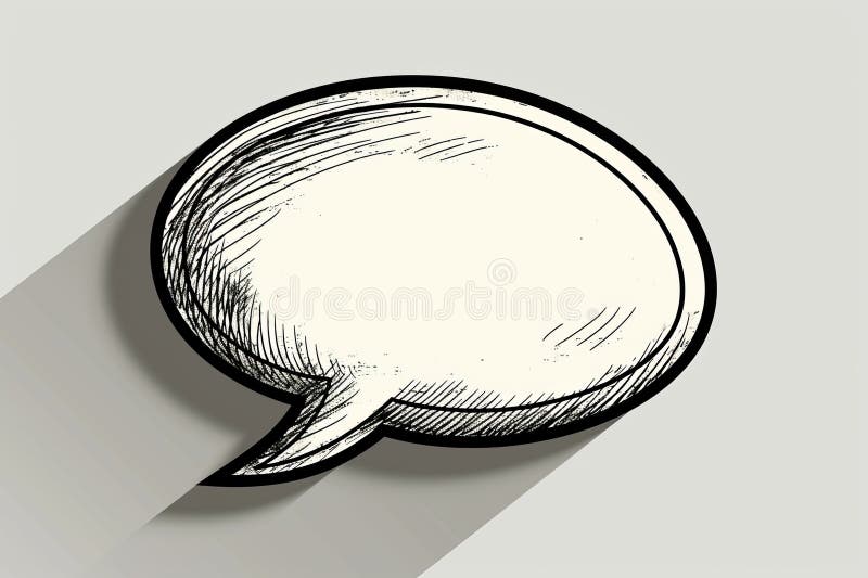 Hand Drawn White Speech Bubble with Black Stroke and Shadow Stock Photo ...