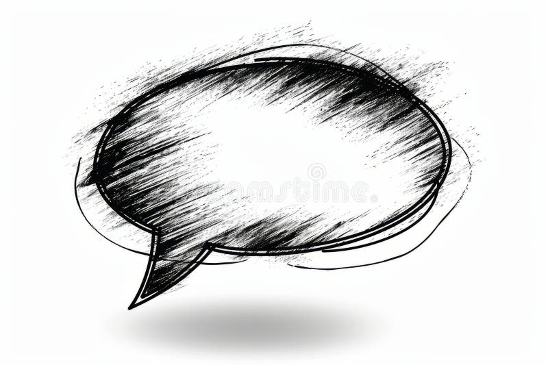 Hand Drawn White Speech Bubble with Black Stroke and Shadow Stock Image ...