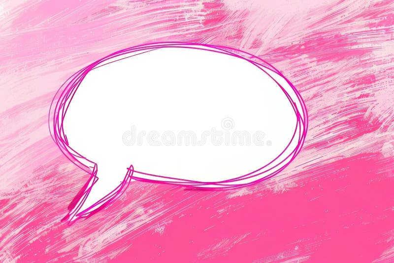 Hand Drawn White Speech Bubble with Pink Stroke Stock Photo - Image of ...