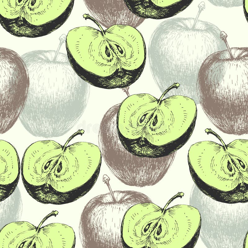 Apple Seamless Pattern Vector Fruit Isolated Repeat Background ...