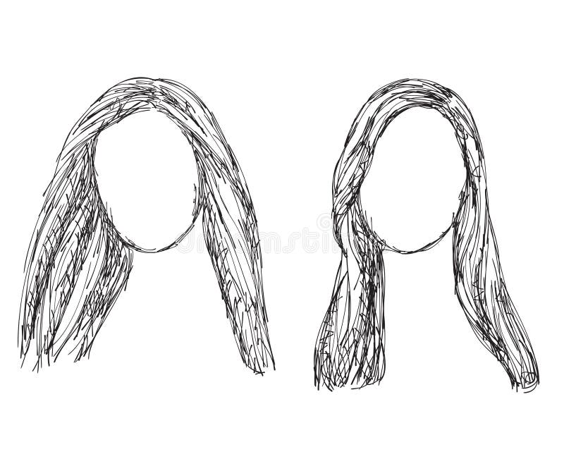 Hand Drawn Wig. Hair Sketch. Stock Vector - Illustration of hair, line ...