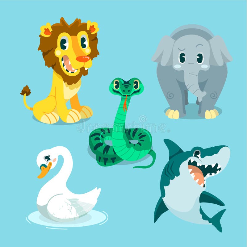 Hand Drawn Wild Animals Set Vector Illustration. Stock Vector ...