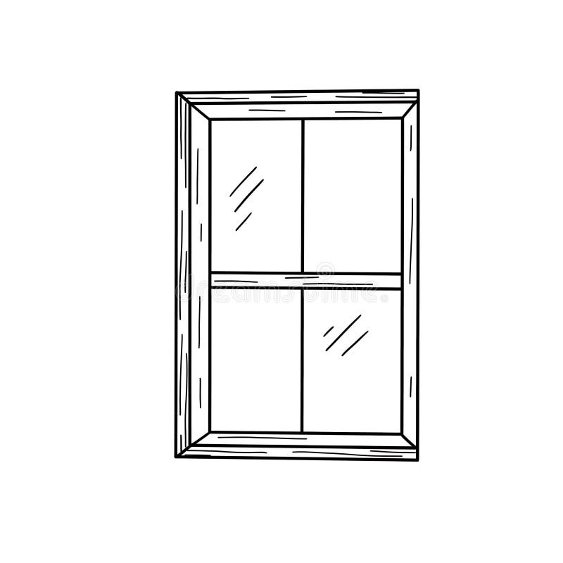 Hand-Drawn Window Frame stock illustration. Illustration of glass ...