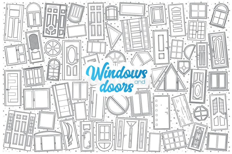 Windows Hand Drawn Doodle Set Stock Vector - Illustration of abstract ...