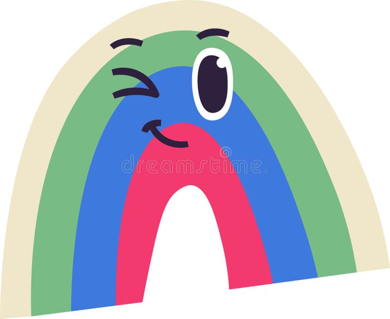 Hand Drawn Winking Rainbow Character Stock Vector - Illustration of ...