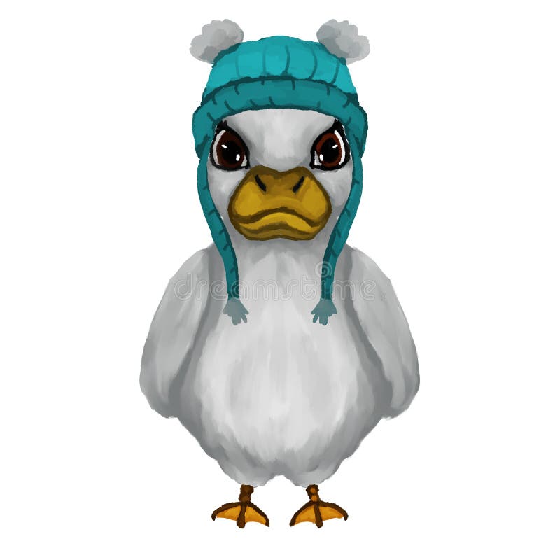 Winter duck with hat stock photo. Illustration of drawn - 288296498