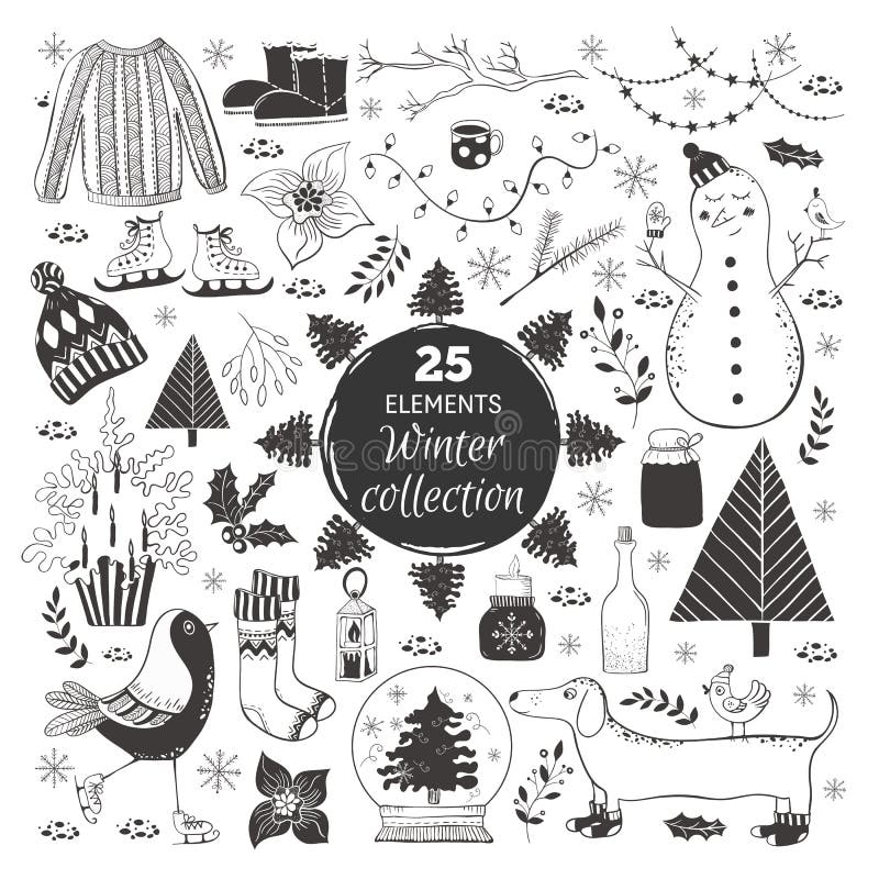 Hand drawn winter elements stock vector. Illustration of gift - 101559389