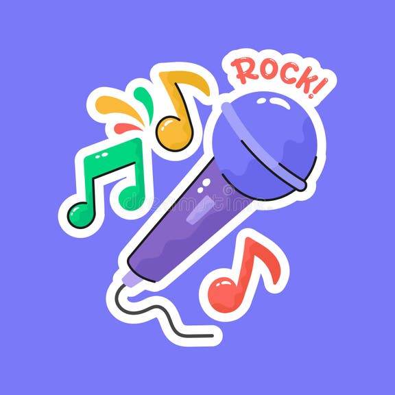 Hand Drawn Wired Microphone, Sticker or Singing Mic in Modern Style ...