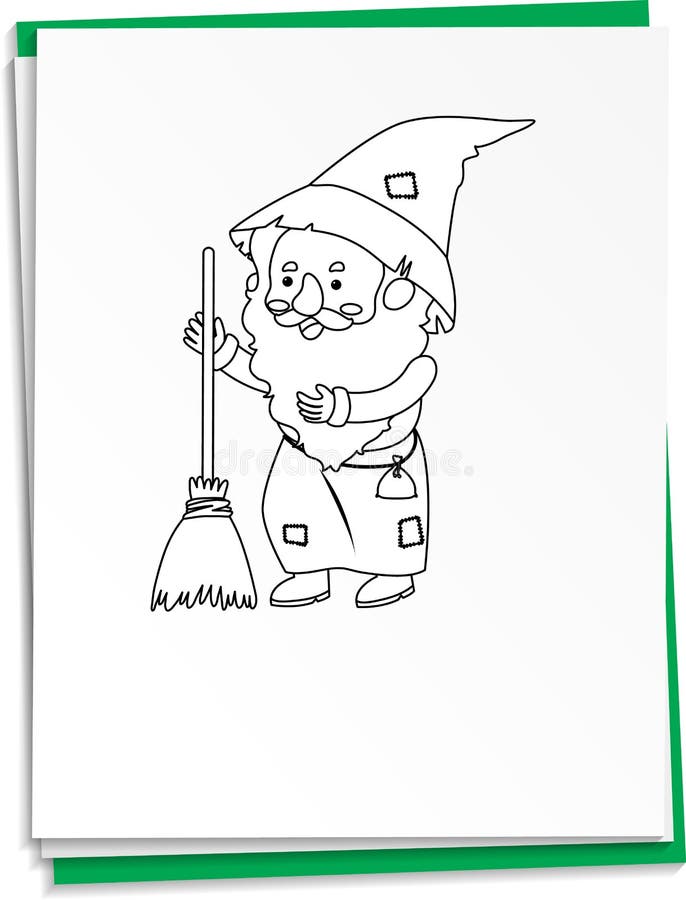 Hand drawn wizard on paper stock vector. Illustration of learn - 244320645