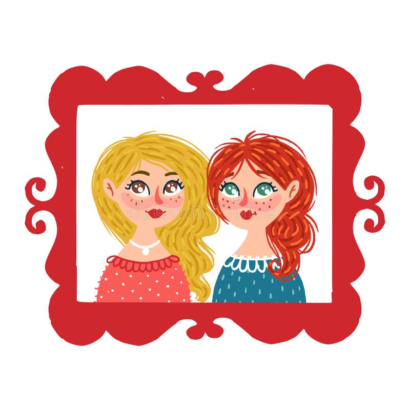 Hand Drawn Women with Frame. Stock Vector - Illustration of frame ...