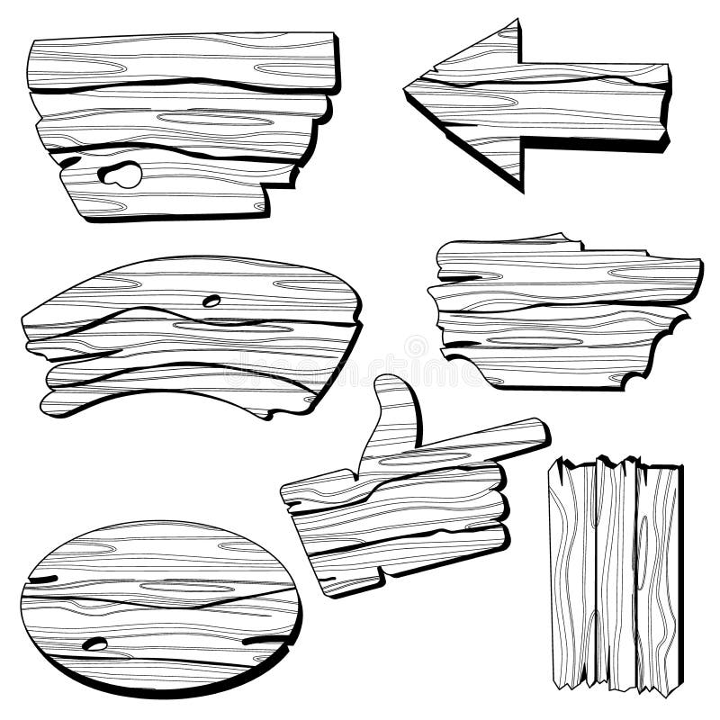 Hand Drawn Wooden Board Outline Stock Vector - Illustration of isolated ...