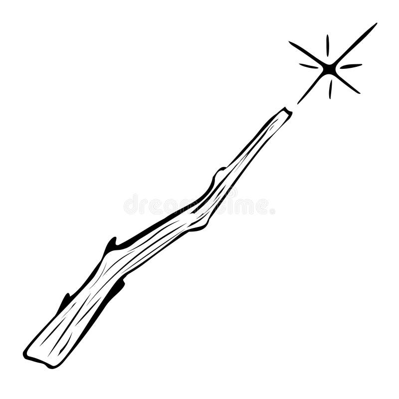 Hand Drawn Wooden Half-herb Stick Vector Illustration Stock Vector ...