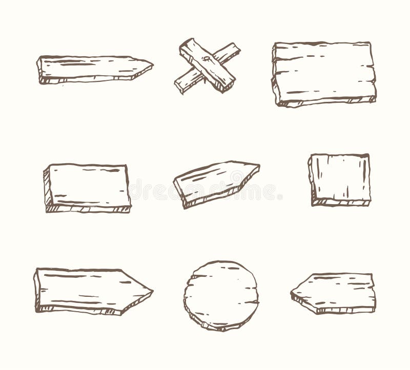 Hand drawn wooden signs stock vector. Illustration of background ...