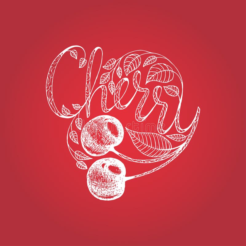 Hand Drawn Word. Brush Pen Lettering with Phrase Cherry. Stock Vector ...