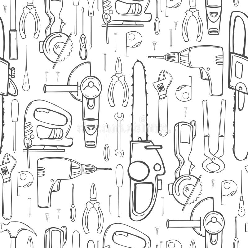 Drawn working tools stock vector. Illustration of tools - 57504111
