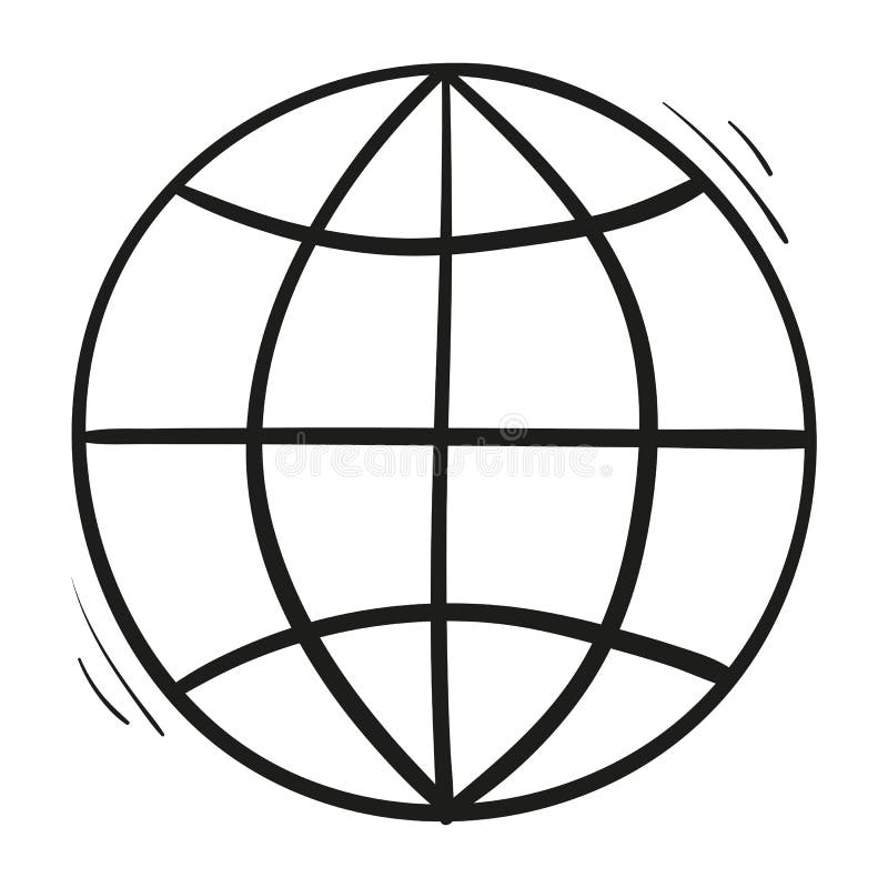 Hand Drawn World Icon in Doodle Style Isolated Stock Vector ...