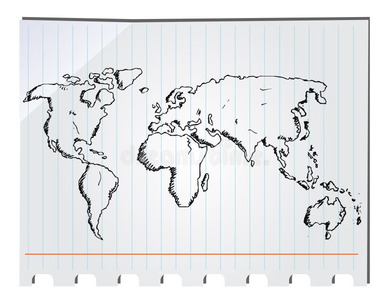 Hand drawn world map stock vector. Illustration of drawn - 29219301