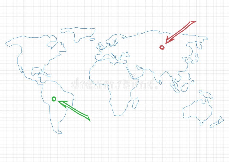 Hand drawn world map stock vector. Illustration of school - 73839813