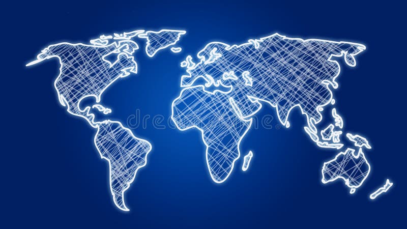 Hand Drawn World Map on a Uniform Background Stock Illustration ...