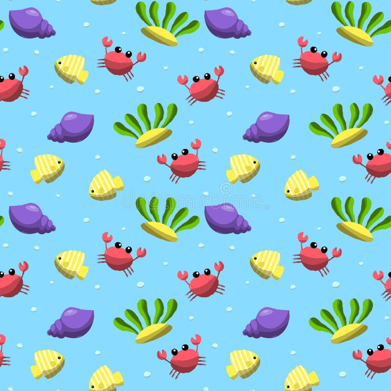 Hand Drawn World Oceans Day Seamless Pattern Stock Vector