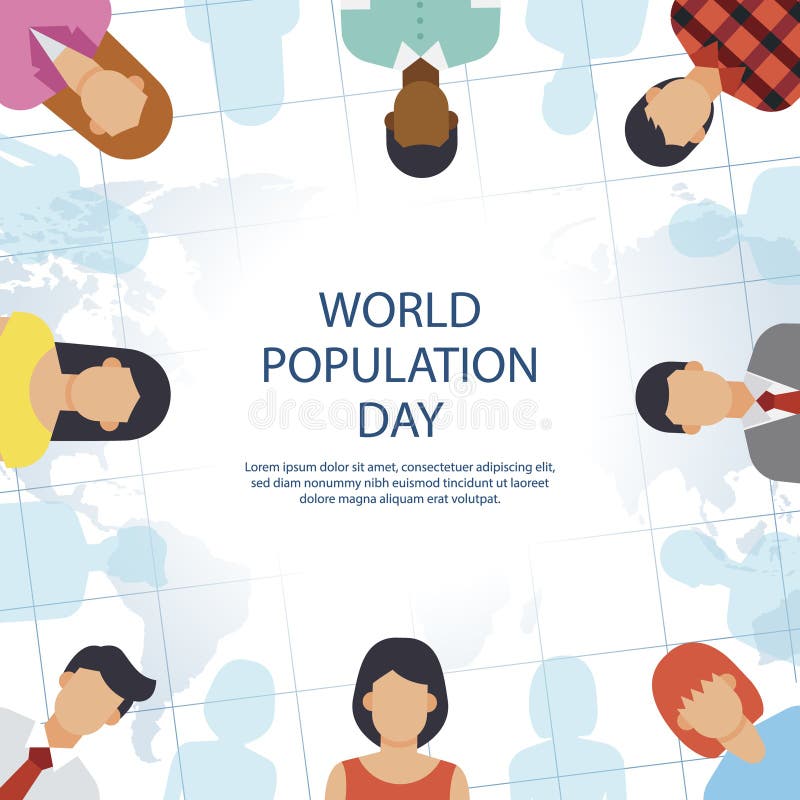 Hand Drawn World Population Day Post Set Vector Illustration. Stock ...