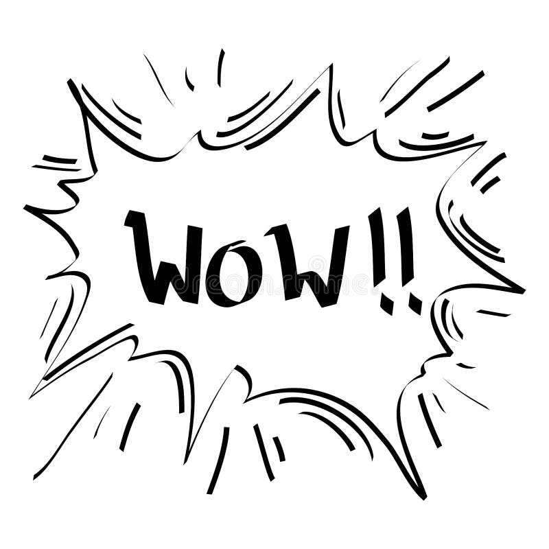 Hand Drawn Wow Text with Bubble Explosion. Comic Doodle Sketch Style ...