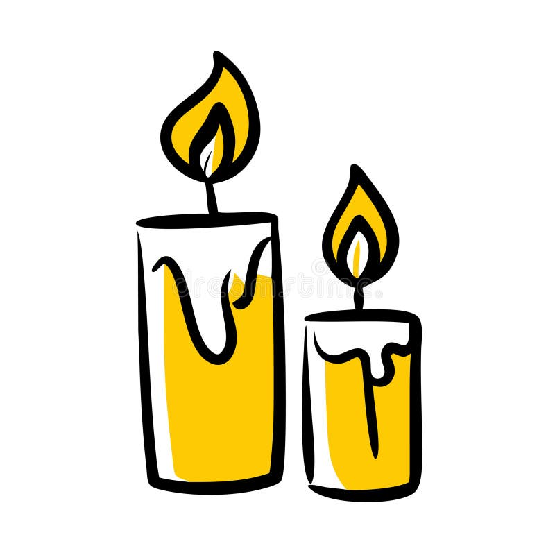 Hand Drawn Yellow Candle Vector Art for Decoration and Design Projects ...