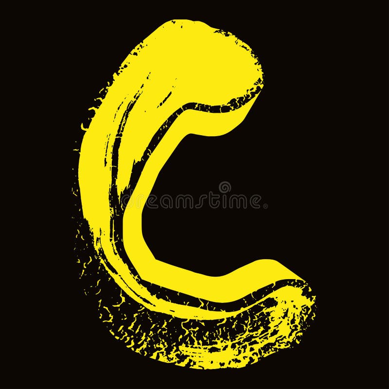 Hand-drawn Yellow Letter on Black Background.Vector Lettering. Stock ...