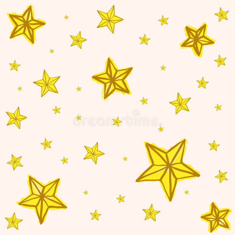 Hand Drawn Yellow Star Doodle Stock Vector - Illustration of night ...