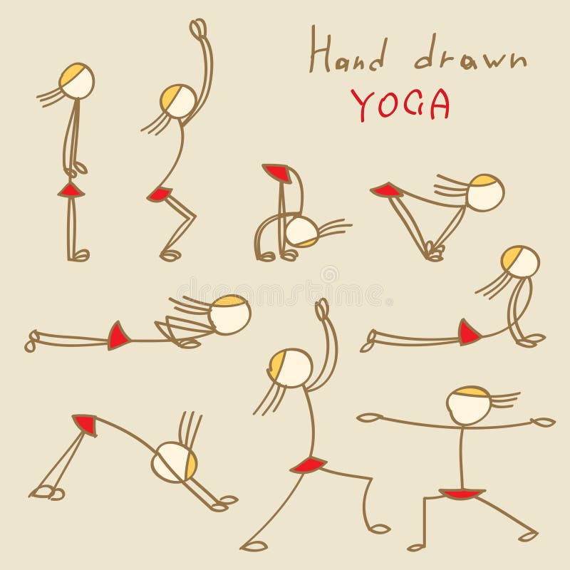 Hand Drawn Yoga stock vector. Illustration of body, shape - 39642995