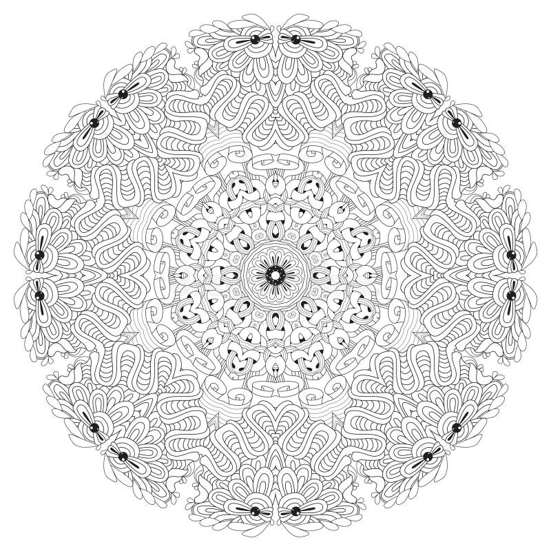 Hand Drawn Zentangle Mandala For Coloring Page Stock Vector