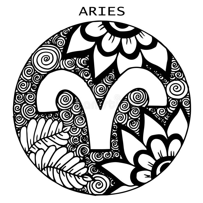 Hand Drawn. Zodiac Sign Aries. Vector Illustration Stock Illustration ...