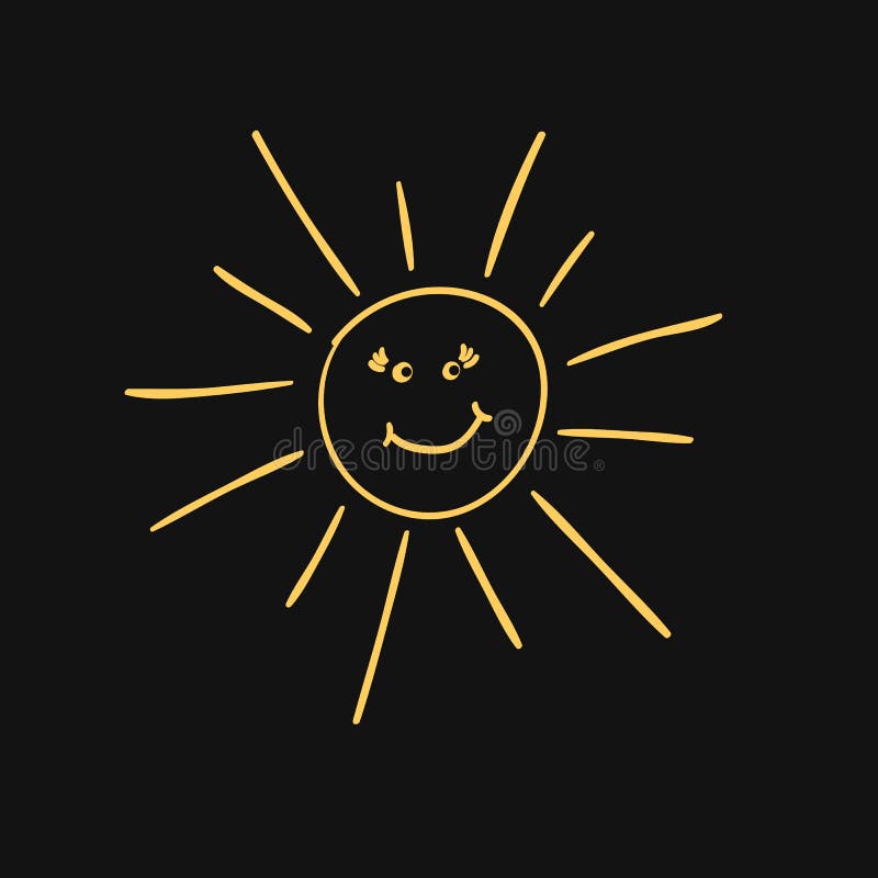 Hand-drawn zon Vector stock illustratie. Illustration of pictogram ...