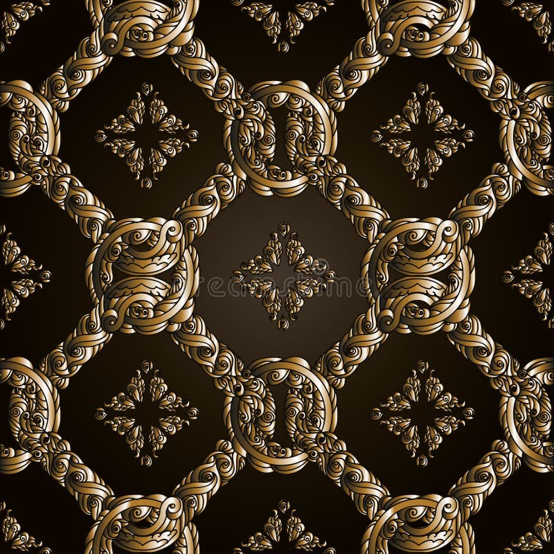 Gold Diamond Checkered Pattern on Black Background Vector Template ...