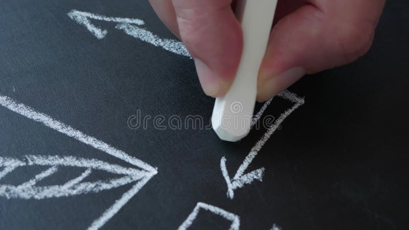 A Hand Draws a Chart on a Board with Chalk. Planning and Education ...