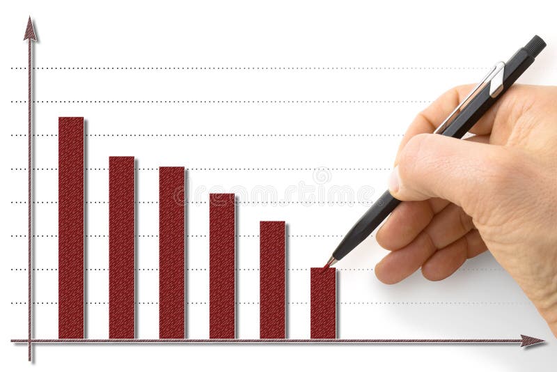 Hand Draws a Descending Graph - Concept Image Stock Image - Image of ...
