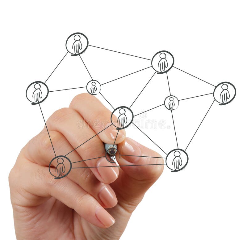 Hand Draws Social Network Structure Stock Image - Image of ...