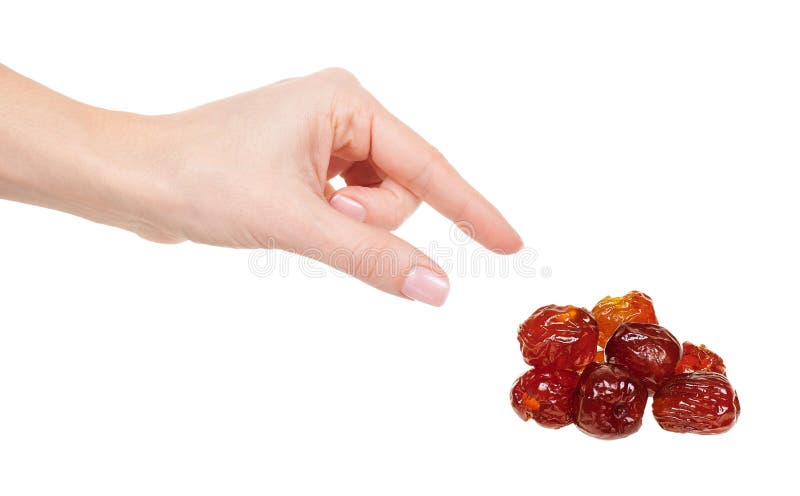 Hand with Dried Date Isolated on White Background Stock Image - Image ...