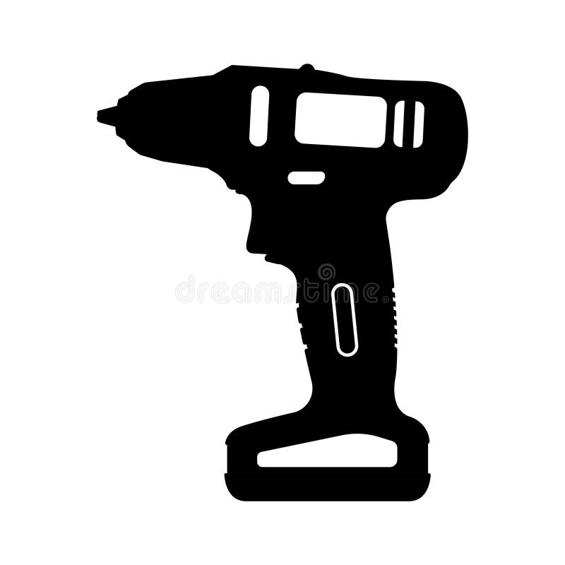 Hand Drill Silhouette. Black and White Icon Design Element on Isolated ...