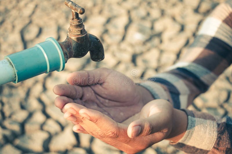 Hand for Drinking Water To Live through Drought, Concept Drought and ...
