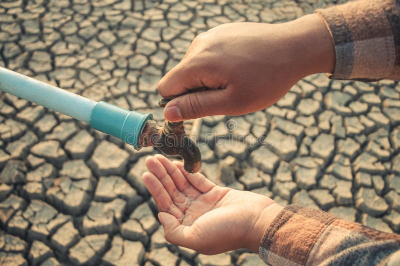 Hand for Drinking Water To Live through Drought, Concept Drought and ...