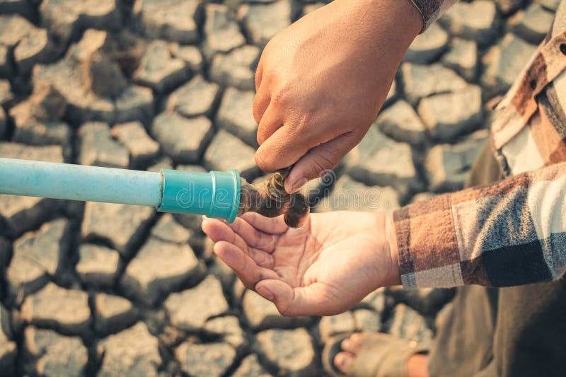 Hand for Drinking Water To Live through Drought, Concept Drought and ...