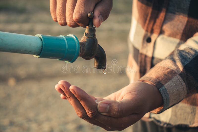 Hand for Drinking Water To Live through Drought, Concept Drought and ...