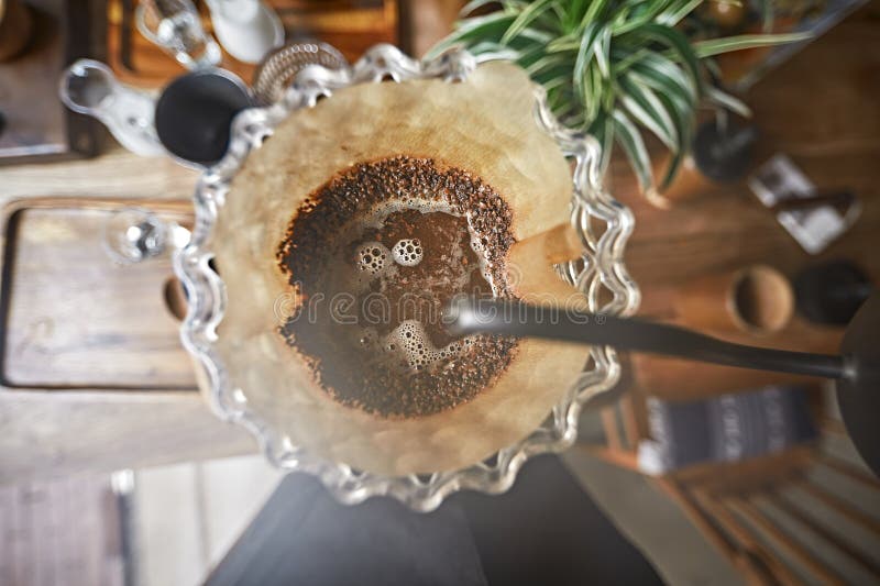 Hand Drip Coffee, Barista Making Drip Coffee Stock Image - Image of ...
