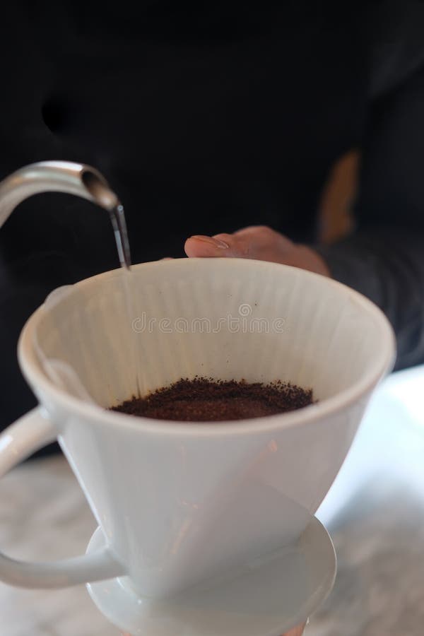 Hand drip coffee stock image. Image of glass, bean, bowl - 130377743