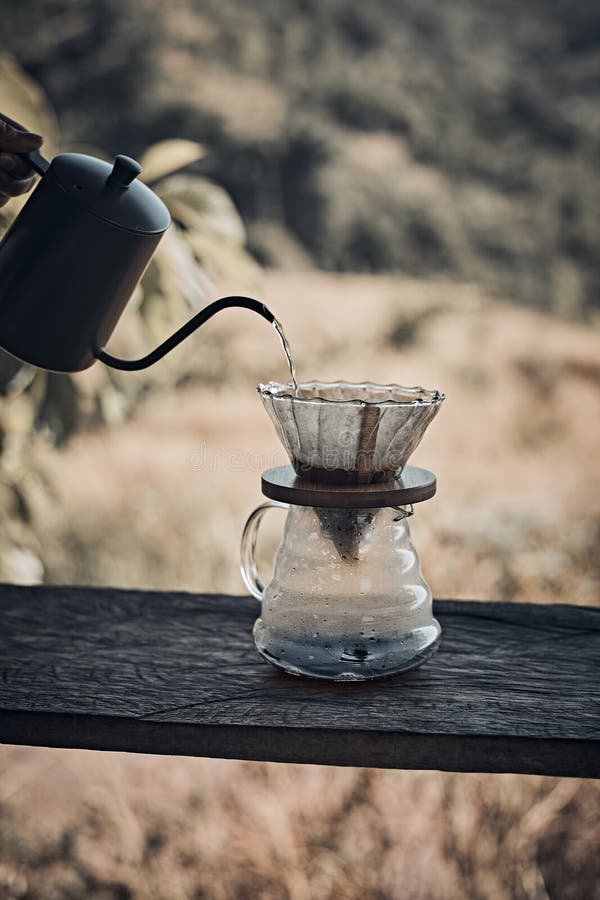 Hand Drip Coffee, Barista Pouring Water Stock Photo - Image of business ...