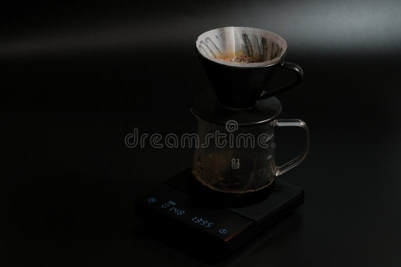 Hand Driper of Prepare Drip Coffee on Digital Scale Stock Photo - Image ...
