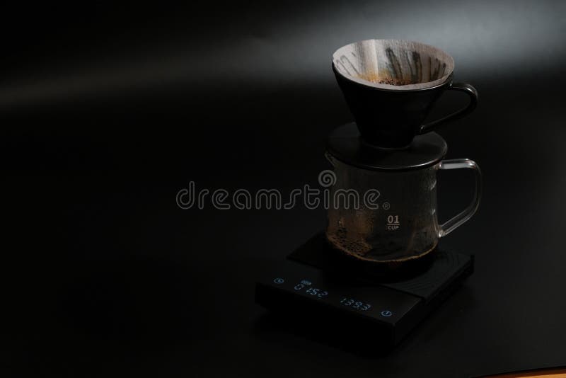Hand Driper of Prepare Drip Coffee on Digital Scale Stock Photo - Image ...